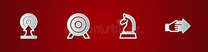 Set Target with Arrow, , Chess and Hand Pointing Finger Icon. Vector ...
