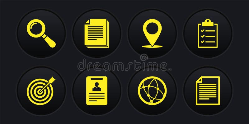 Set Target with Arrow, Clipboard Checklist, Identification Badge ...