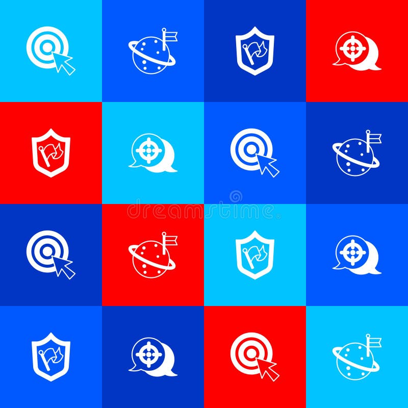 Set Target with Arrow, Moon Flag, Shield and Icon. Vector Stock Vector ...