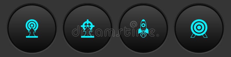 Set Target with Arrow, , Rocket Ship and Icon. Vector Stock Vector ...