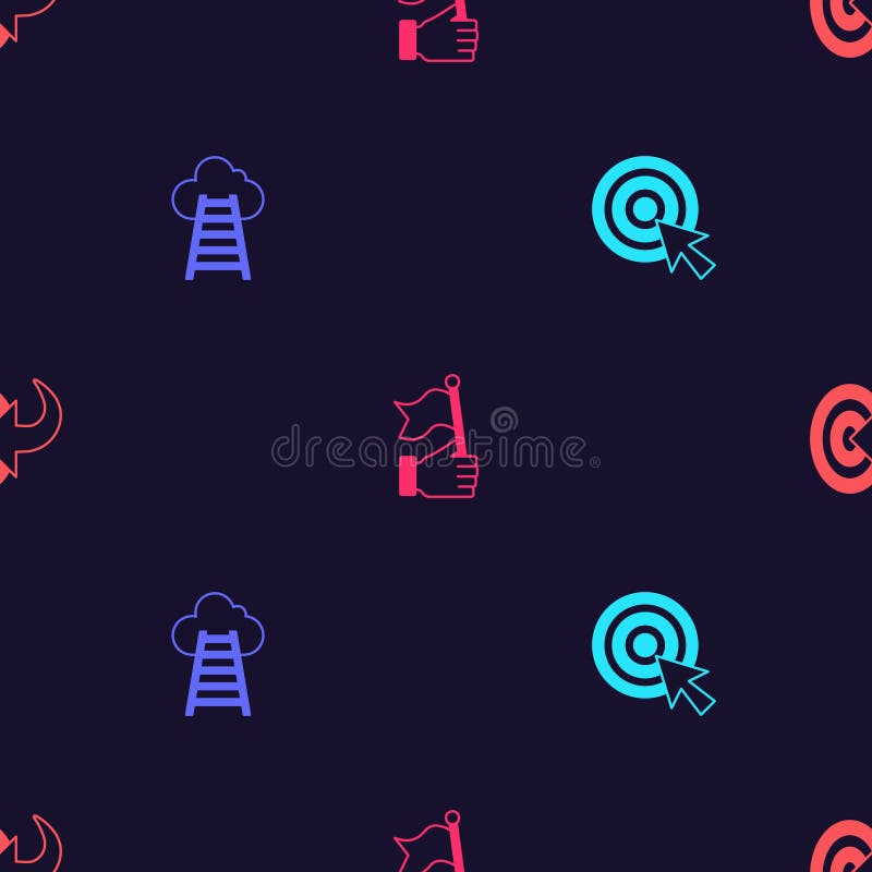 Set Target with Arrow, Stair Finish Flag, Hand Holding and on Seamless ...