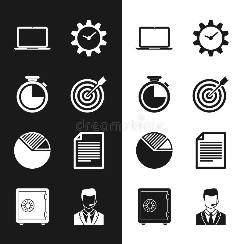 Set Target with Arrow, Stopwatch, Laptop, Time Management, Pie Chart ...