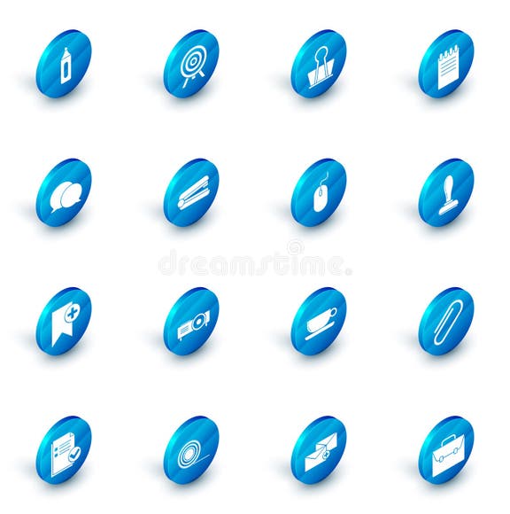 Set Target, Binder Clip, Notebook, Speech Bubble Chat, Bookmark, Office ...