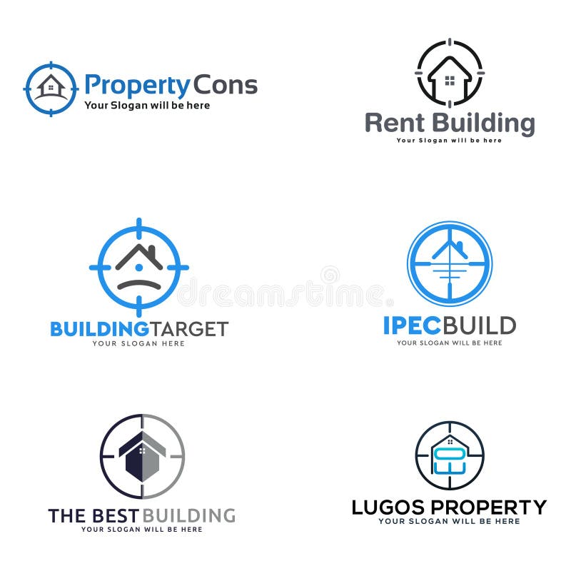 Target Building Icon with Outline Style Stock Vector - Illustration of ...