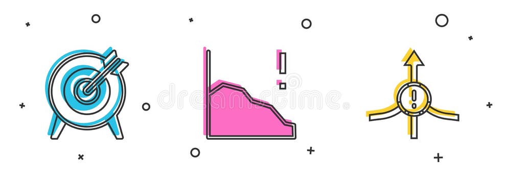 Set Target, Financial Growth Decrease and Arrow Icon. Vector Stock ...