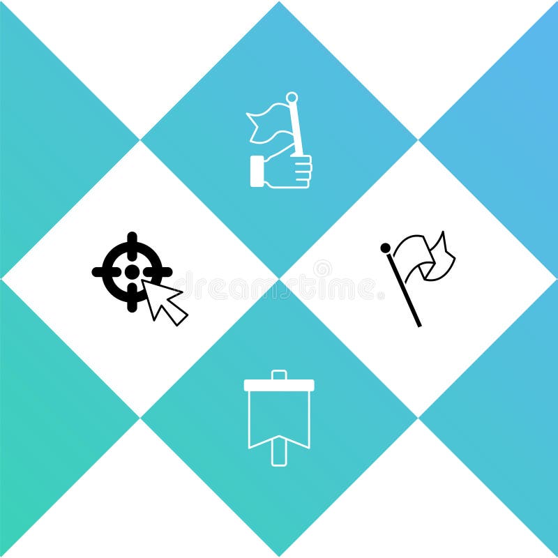 Set Target, Flag, Hand Holding Flag and Icon. Vector Stock Vector ...
