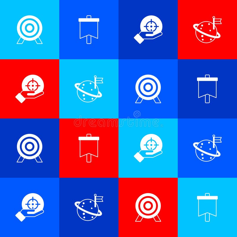 Set Target, Flag, and Moon with Flag Icon. Vector Stock Vector ...