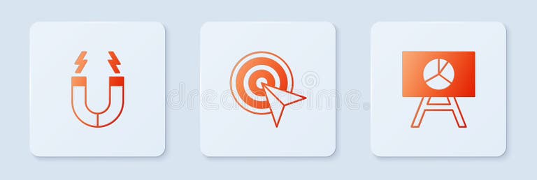 Set Target, Magnet and Board with Graph Chart. White Square Button ...