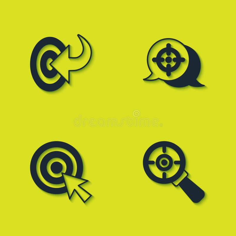 Set Target, with Magnifying Glass, Arrow and Icon. Vector Stock Vector ...