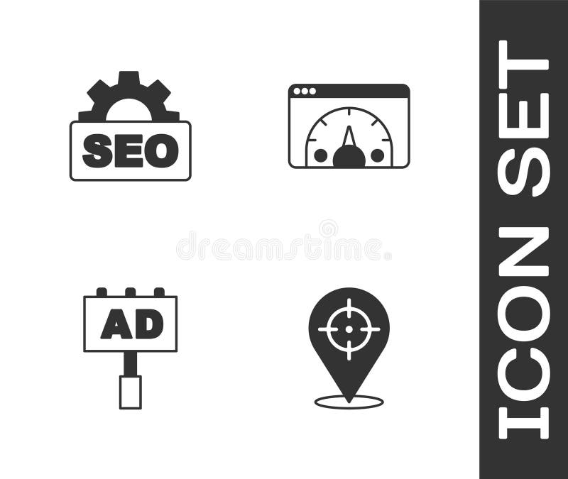 Set Target, SEO Optimization, Advertising and Website Statistic Icon ...