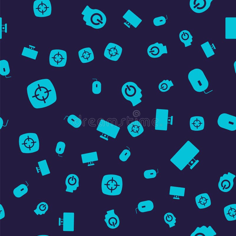 Set Target Sport, Computer Mouse, Power Button and Monitor on Seamless ...