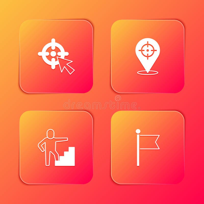 Set Target, , Stair with Finish Flag and Flag Icon. Vector Stock Vector ...