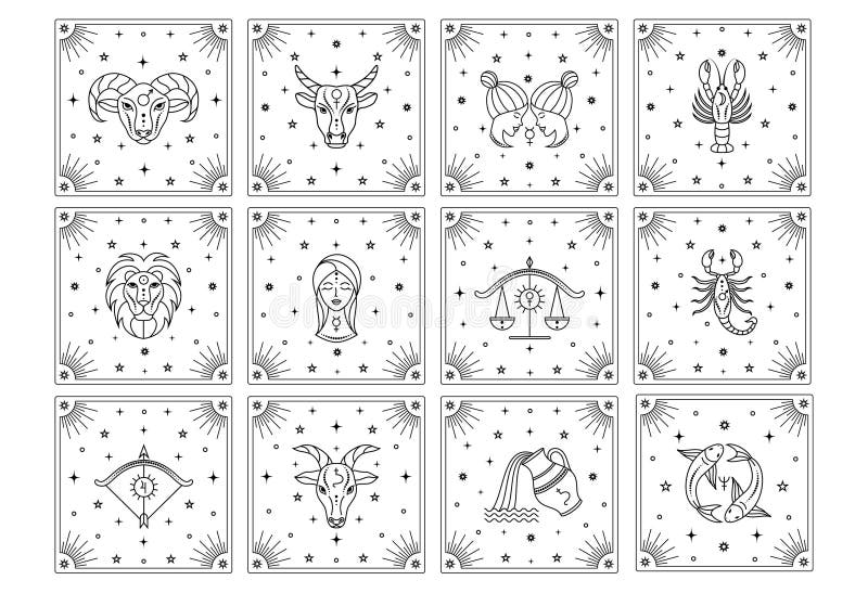 Set of Tarot Cards with Zodiac Signs. Stock Vector - Illustration of ...