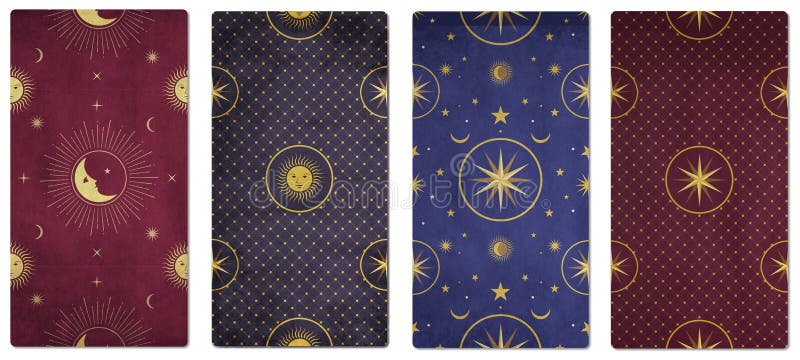Set of Tarot Playing Cards Backs with Esoteric Designs Isolated Stock ...