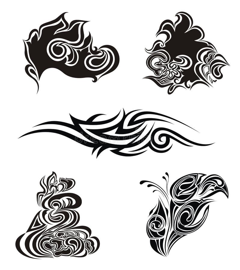 Set of Tattoo Design Elements. Vector Stock Vector - Illustration of ...