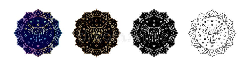 Set of Taurus zodiac sign stock vector. Illustration of line - 347483071