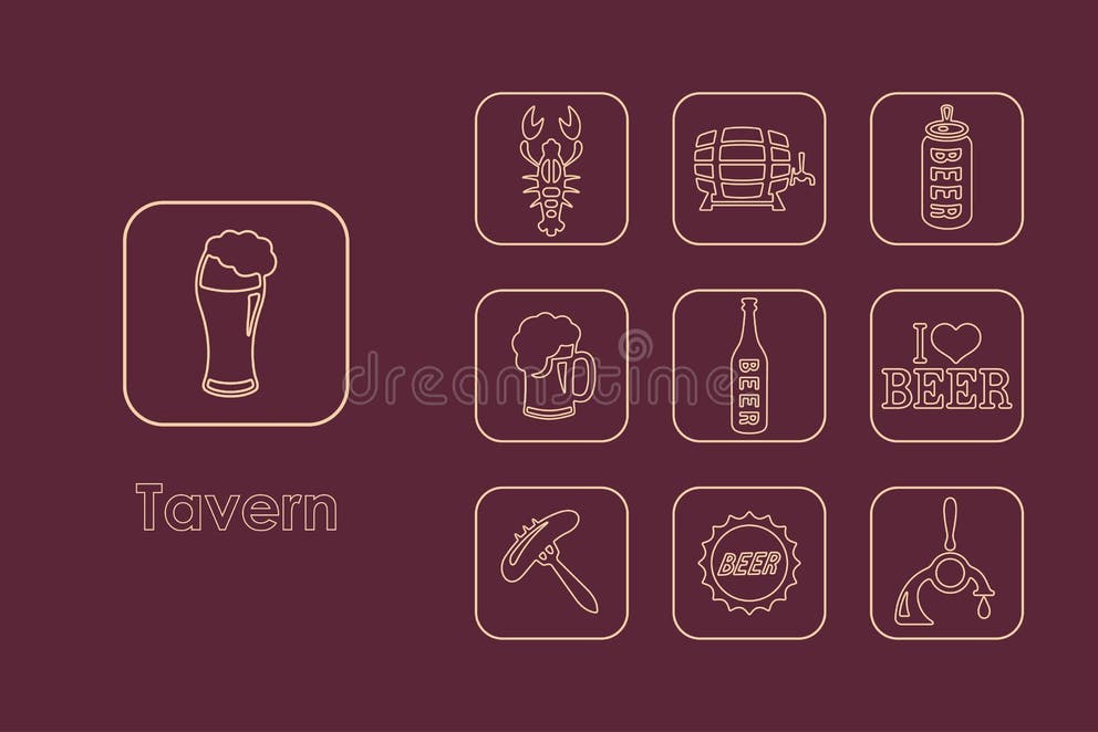 Set of tavern simple icons stock vector. Illustration of liquid - 66155603