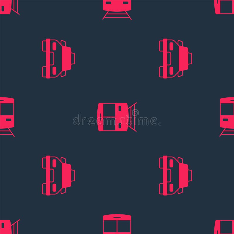 Set Taxi Car and Train and Railway on Seamless Pattern. Vector Stock ...
