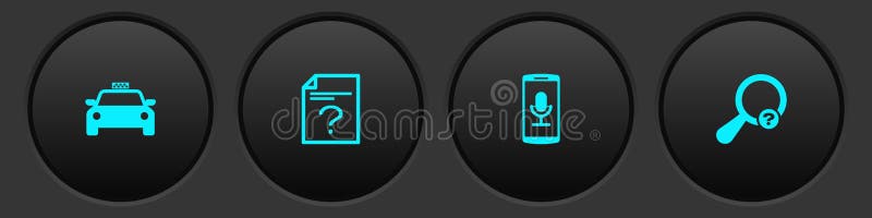 Set Taxi Car, Unknown Document, Mobile Recording and Search Icon ...