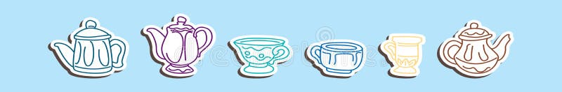 Set of Tea Cartoon Icon Design Template with Various Models. Vector ...