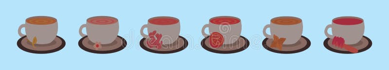 Set of Tea Cartoon Icon Design Template with Various Models. Vector ...