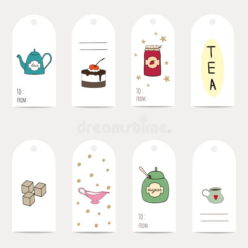 Set of tea. Gift tags stock vector. Illustration of harvest - 79800385