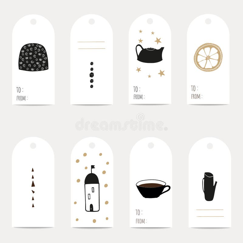 Set of tea. Gift tags stock vector. Illustration of card - 79801115