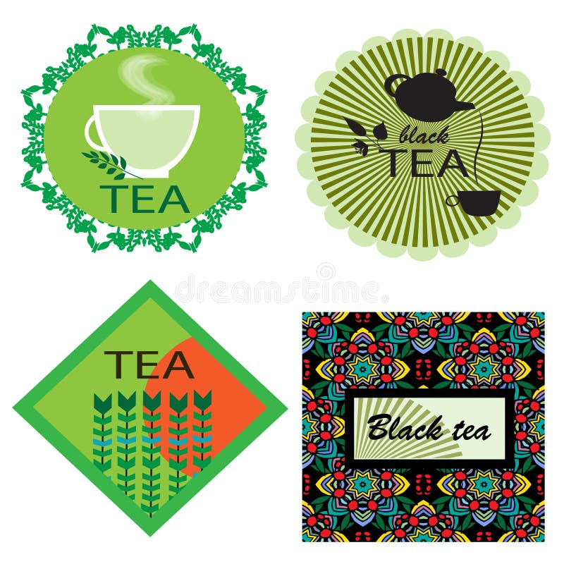 Tea Label Set stock vector. Illustration of drink, design - 77937358