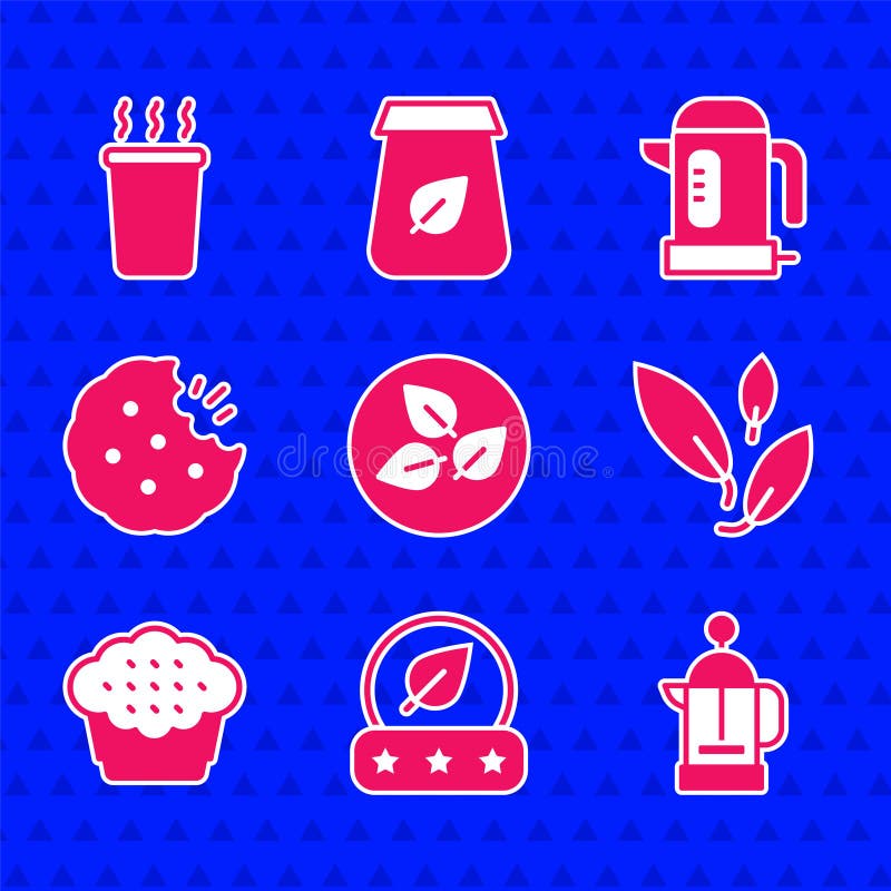 Set Tea Leaf, French Press, Muffin, Cookie or Biscuit, Electric Kettle ...