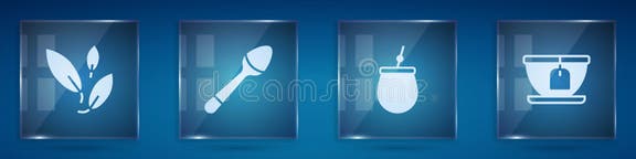 Set Tea Leaf, Teaspoon, Mate Tea and Cup with Bag. Square Glass Panels ...