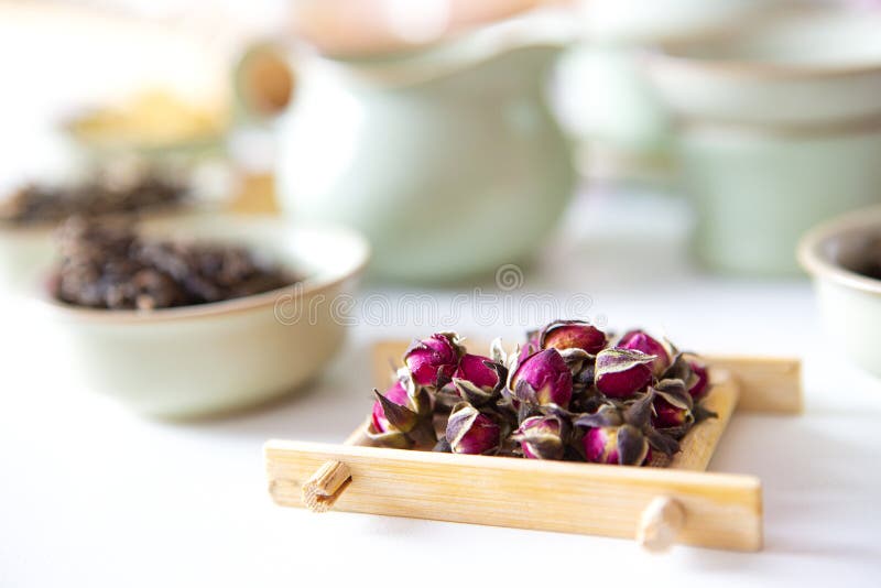 Set of Tea Leaves and Flowers for Making Tea Stock Image - Image of ...