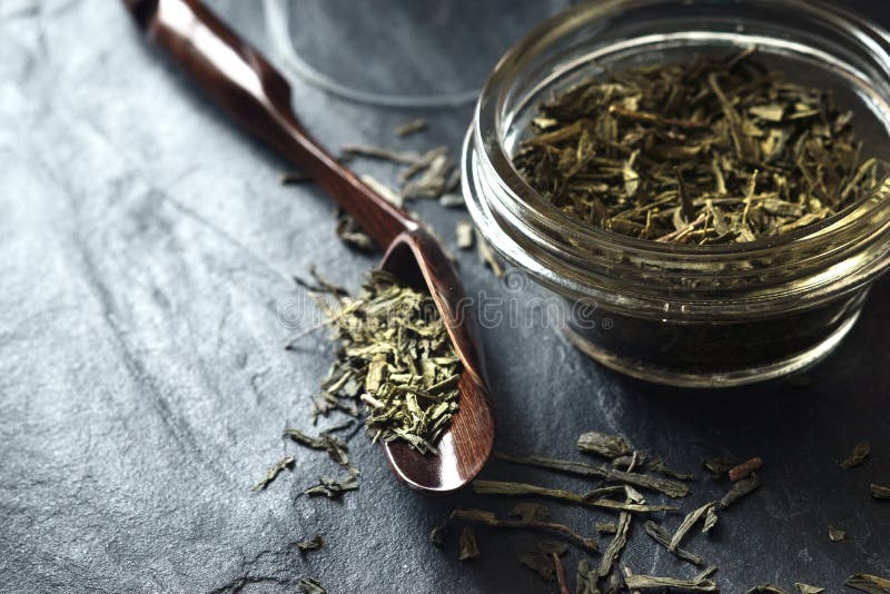 Set for Tea Preparation on the Stone Dark Stone Table Horizontal Stock ...