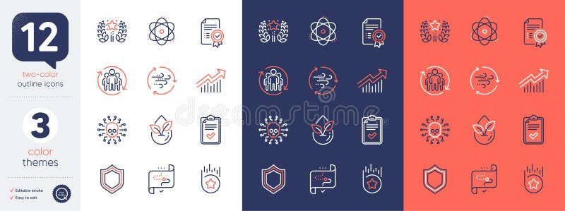 Set of Teamwork, Cyber Attack and Checklist Line Icons. for Design ...