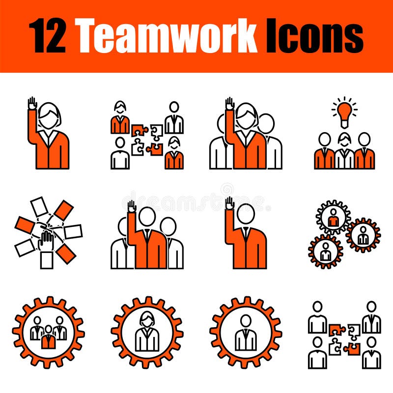 Set of 12 Teamwork Icons stock vector. Illustration of organization ...
