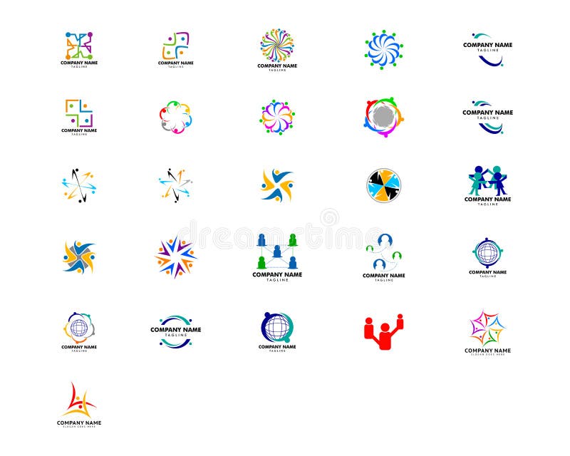 Set of Teamwork Management People Group Logo Stock Vector ...