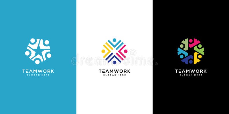 Set of Teamwork People Community Logo Stock Vector - Illustration of ...
