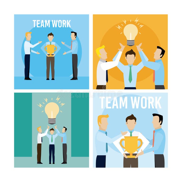 Set of Teamwork Square Frames Stock Vector - Illustration of executive ...