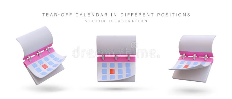 Set of Tear Off Calendars. Paper Planner. Reminders about Important ...