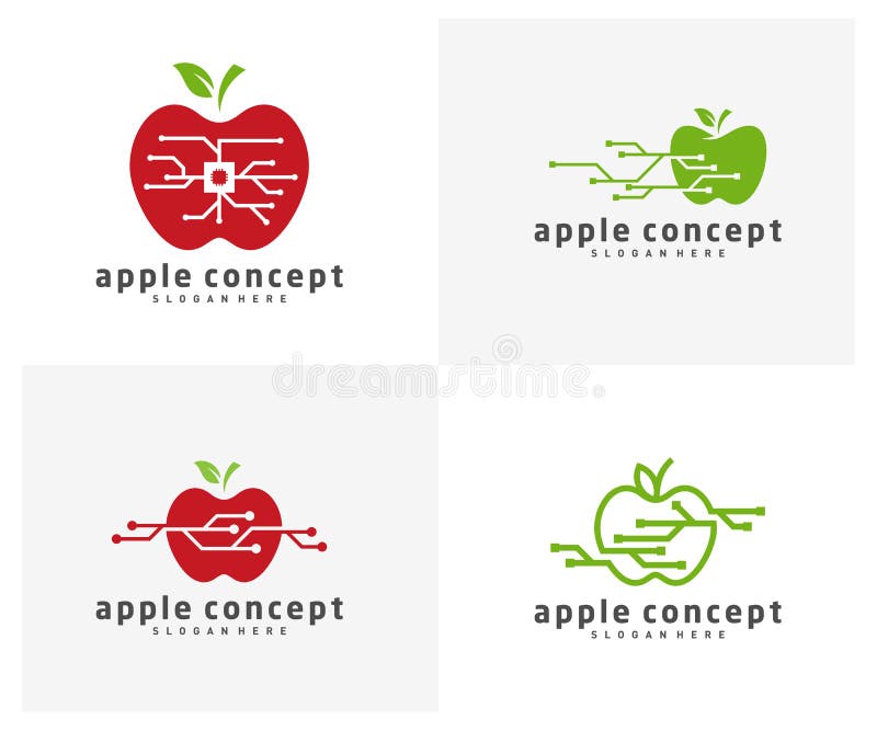 Tech Apple Logo Design Vector Template, Fruits Apple Icon Symbol Stock ...