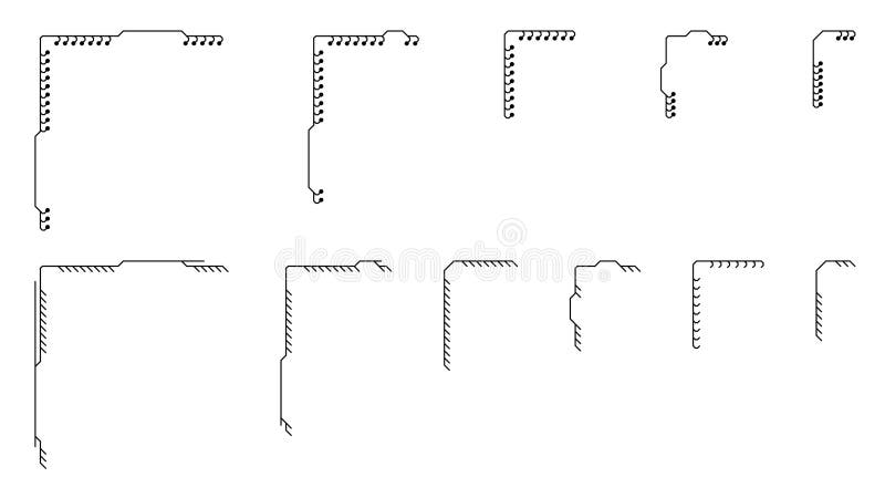 Set of Tech Corner Isolated on White Background. Design Element Stock ...