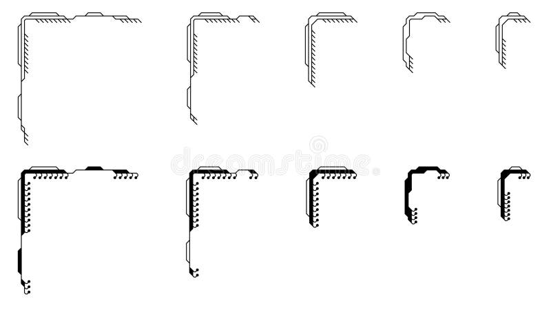 Set of Tech Corner Isolated on White Background. Design Element Stock ...