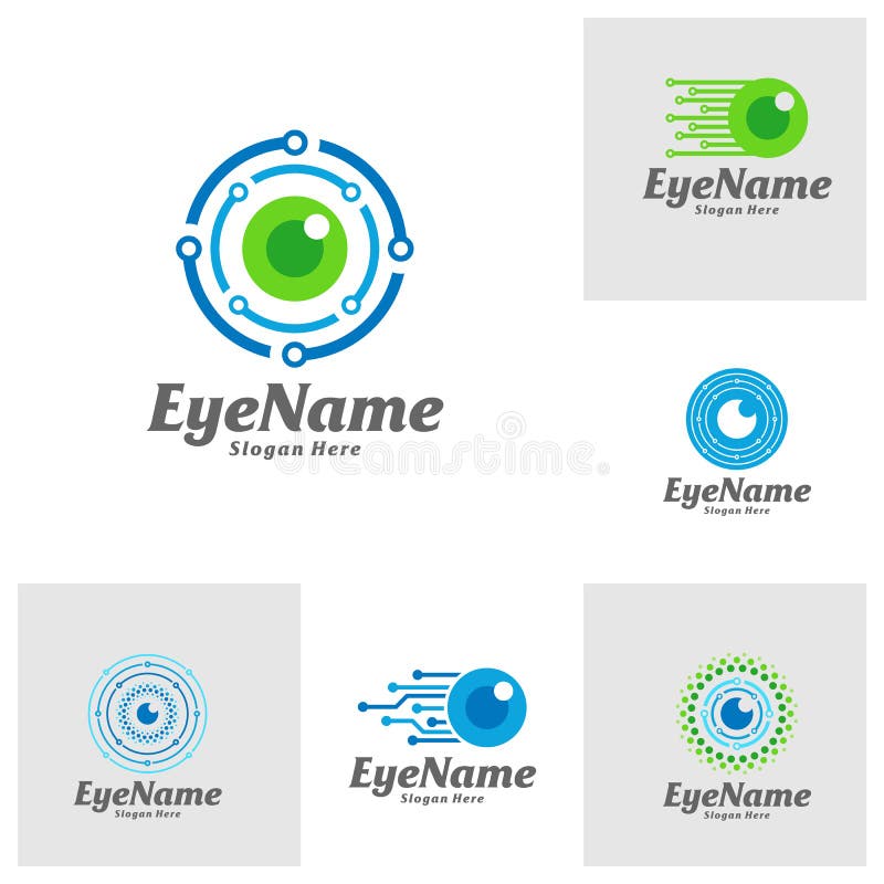 Set of Tech Eye Logo Design Template. Eye Tech Logo Concept Vector ...
