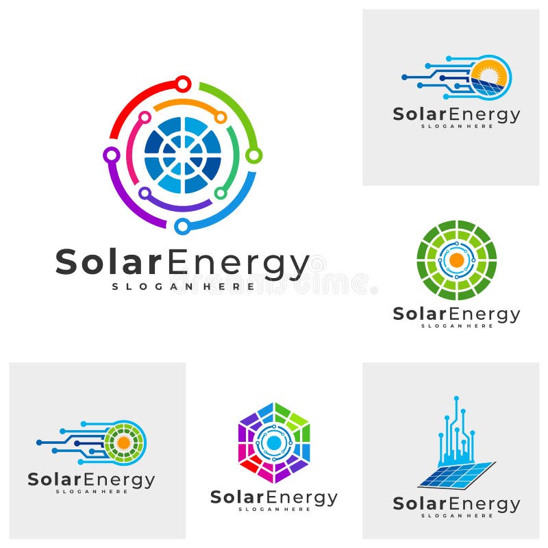 Tech Solar Logo Vector Template, Creative Solar Panel Energy Logo ...