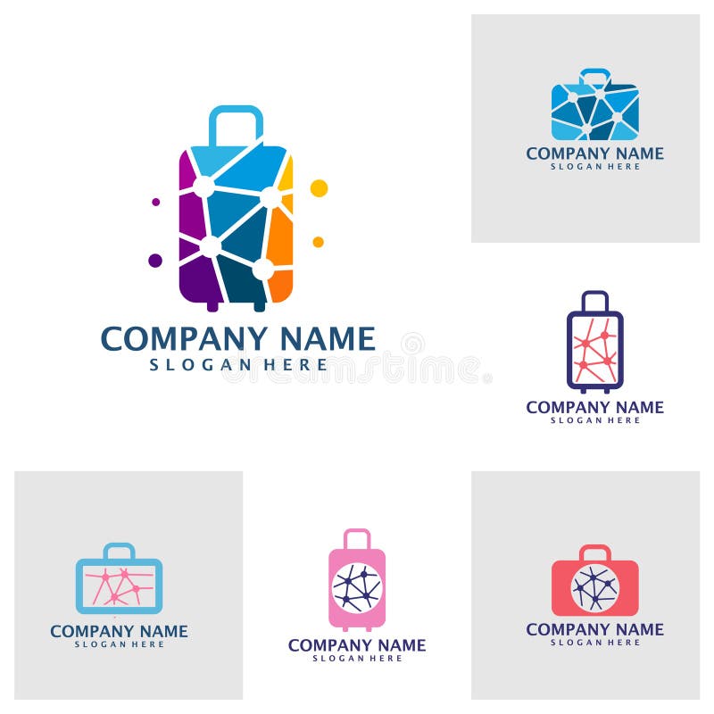 Set of Tech Suitcase Logo Design Vector Stock Vector - Illustration of ...