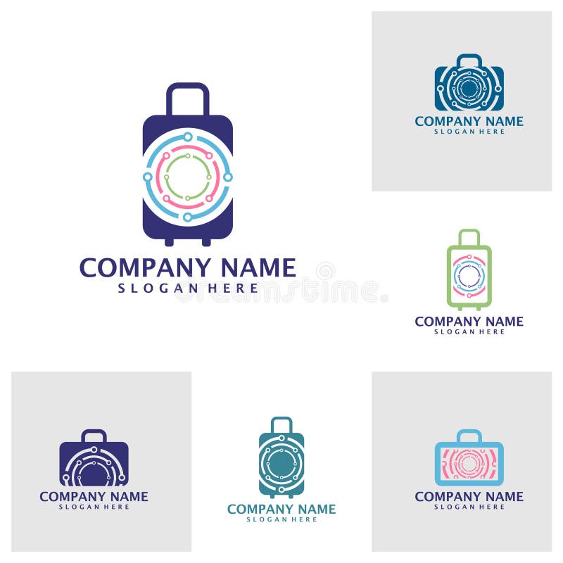 Set of Tech Suitcase Logo Design Vector. Suitcase Logo Design Template ...