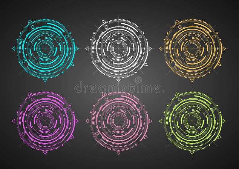 Set of Technical Details .Fantastic Circle .Technical Drawing Stock ...