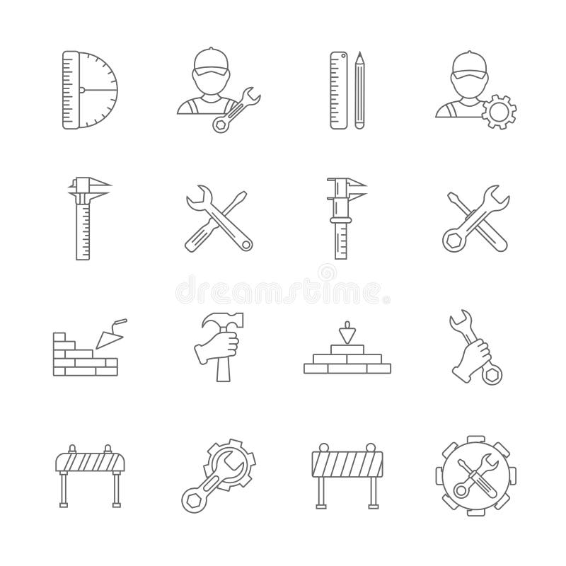 Set of Technical Icon Vector, Engineering Simple Icon Template ...