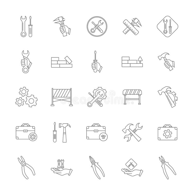 Set of Technical Icon Vector, Engineering Simple Icon Template ...