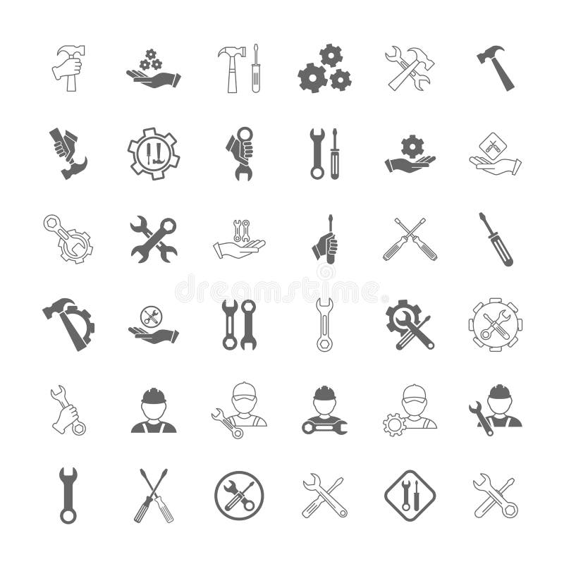 Set of Technical Icon Vector, Engineering Simple Icon Template ...