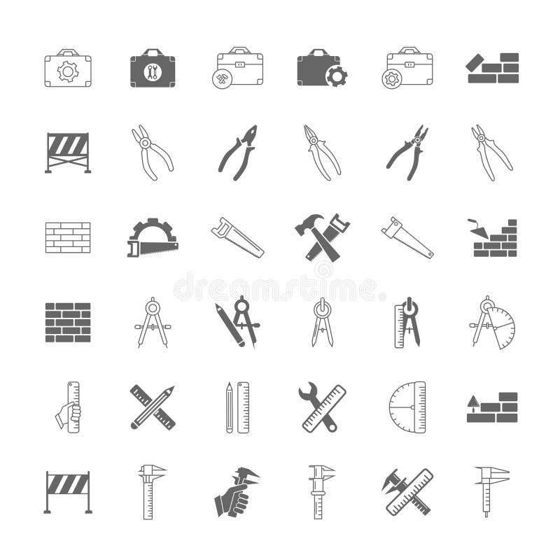 Set of Technical Icon Vector, Engineering Simple Icon Template ...